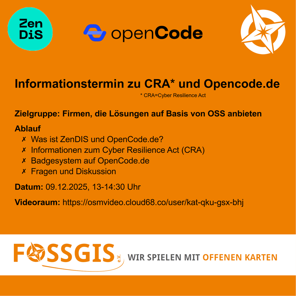Arbeitsgruppe CRA/Informationstermin CRA-Opencode 09.12.2025 – FOSSGIS Wiki